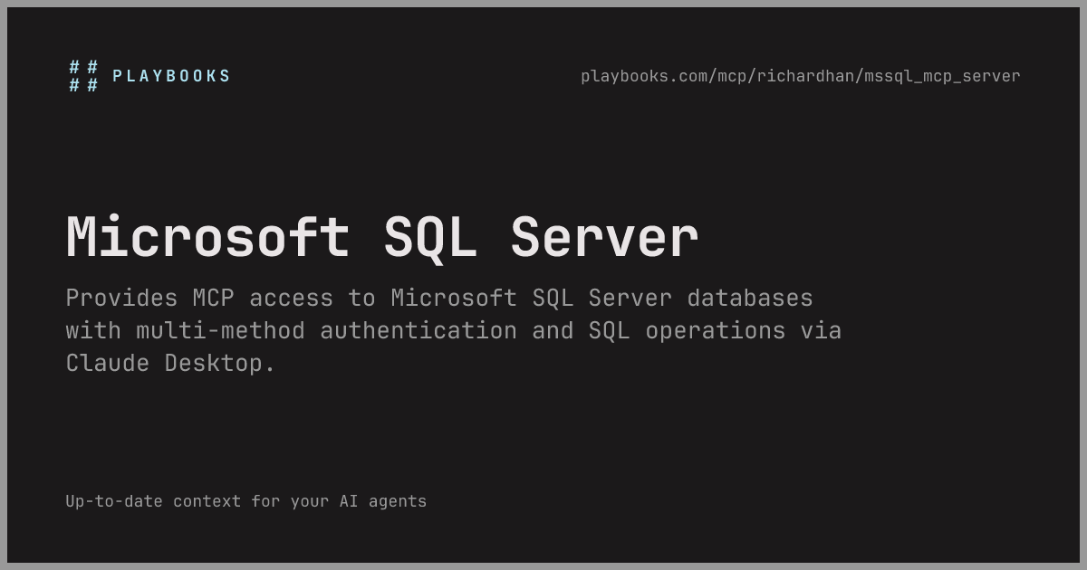 Microsoft SQL Server - richardhan/mssql_mcp_server