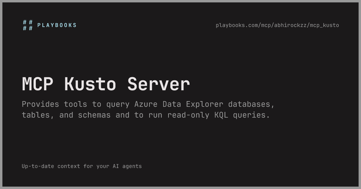 MCP Kusto Server - abhirockzz/mcp_kusto