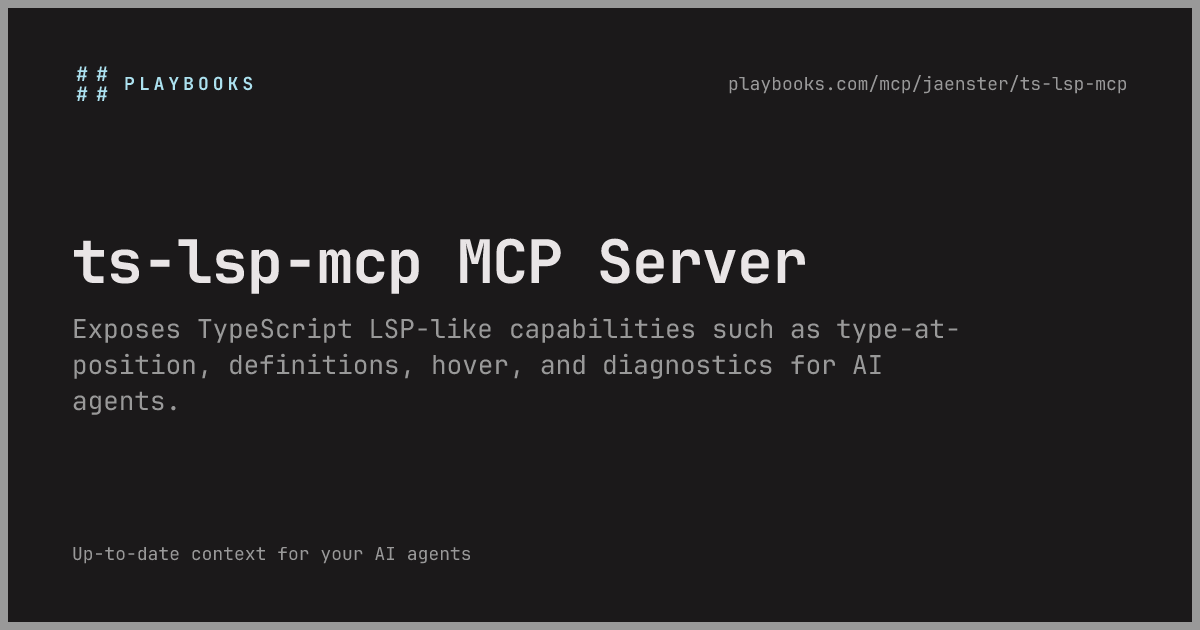 ts-lsp-mcp MCP Server - jaenster/ts-lsp-mcp