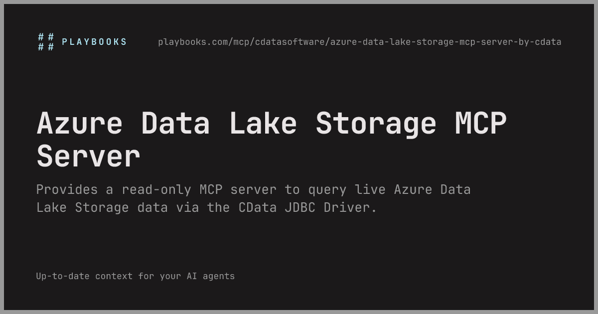 Azure Data Lake Storage MCP Server - cdatasoftware/azure-data-lake ...