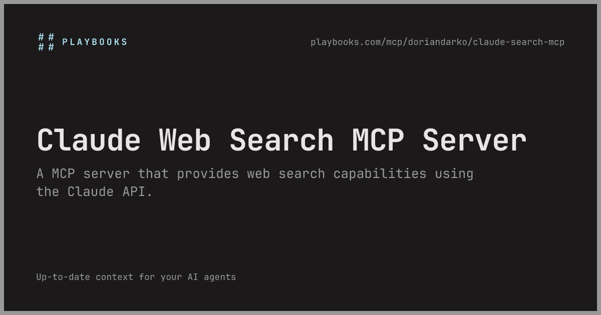 Claude Web Search MCP Server - doriandarko/claude-search-mcp
