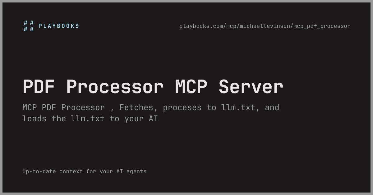 PDF Processor MCP Server - michaellevinson/mcp_pdf_processor